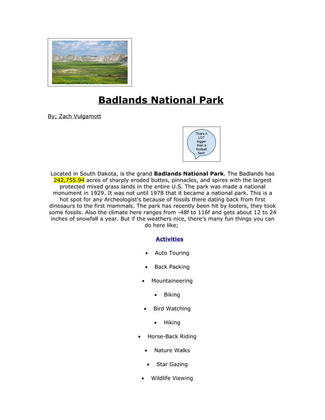 Badlands national park | DOC | Geography | Science