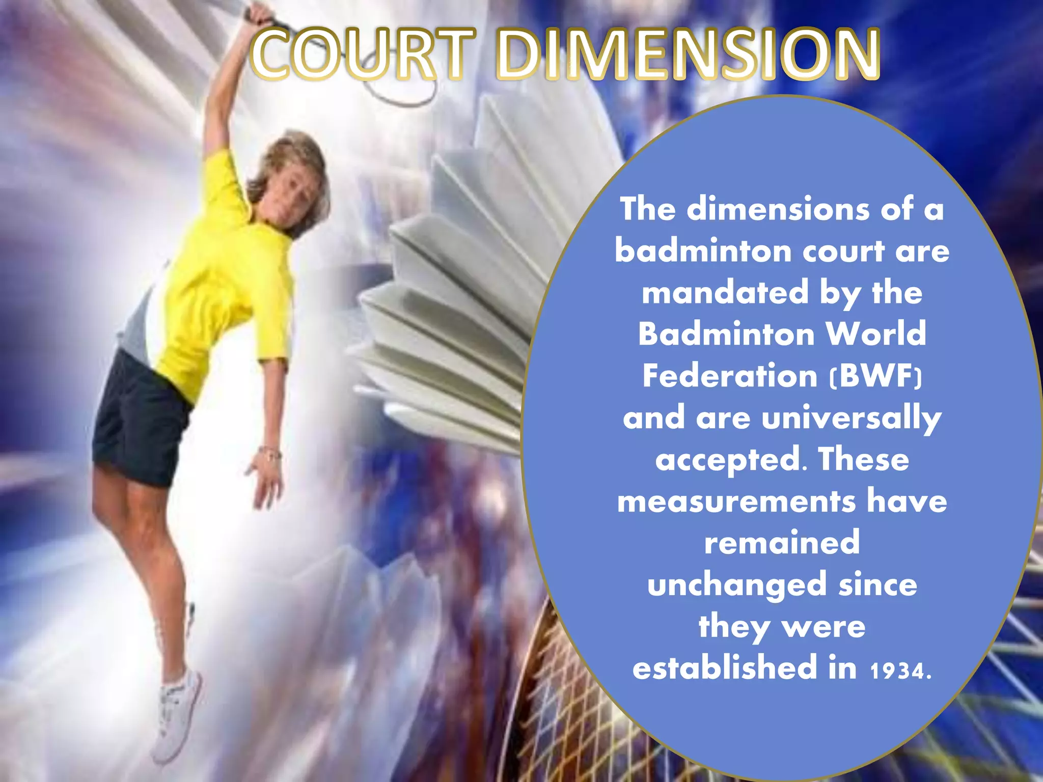 court dimension and rules and regulation of Badminton | PPTX
