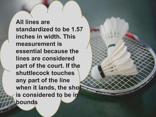 court dimension and rules and regulation of Badminton | PPTX