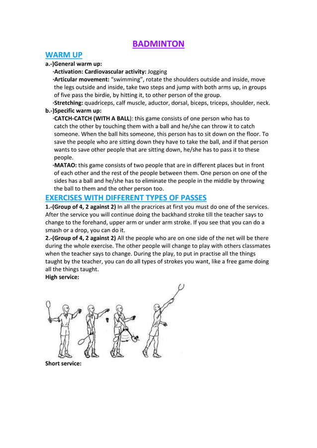 Badminton project | DOC | Fitness and Exercise | Healthy Living