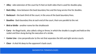 BADMINTON.pptx(different parts of badminton and hand practices) | PPT
