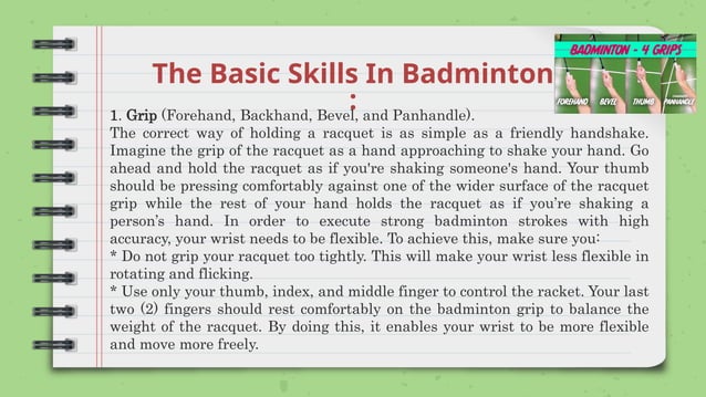 Badminton notes for junior high school students .pptx