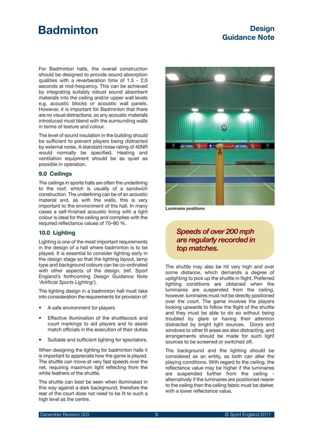Badminton design-guide-dec-2011 | PDF | Badminton | Sports