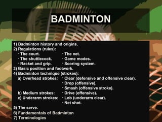 badmintoN LECTURE FOR YOUR PHYSICAL EDUCATION | PPTX