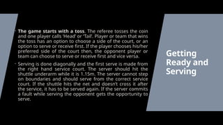 Badminton-Rules and its different types of serving rules for singles .pptx