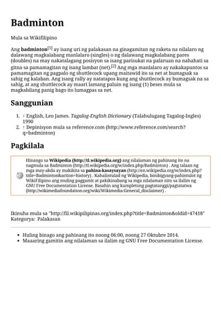 Badminton wikifilipino | PDF