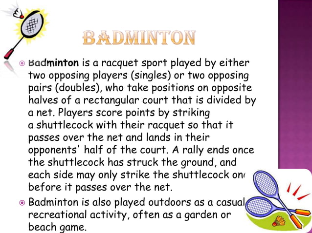 The Game Badminton | PPT