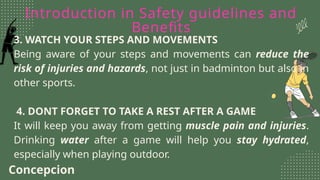 Badminton Lesson 2: Safety Guidelines and Benefits And Equipment | PPTX