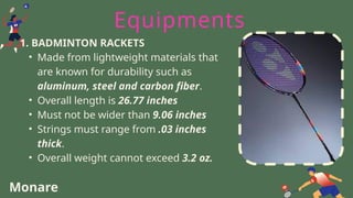 Badminton Lesson 2: Safety Guidelines and Benefits And Equipment | PPTX