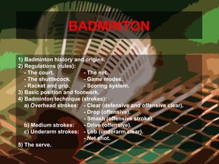 badminton basic movements and information | PPT