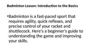 hope 2 lesson badminton ...