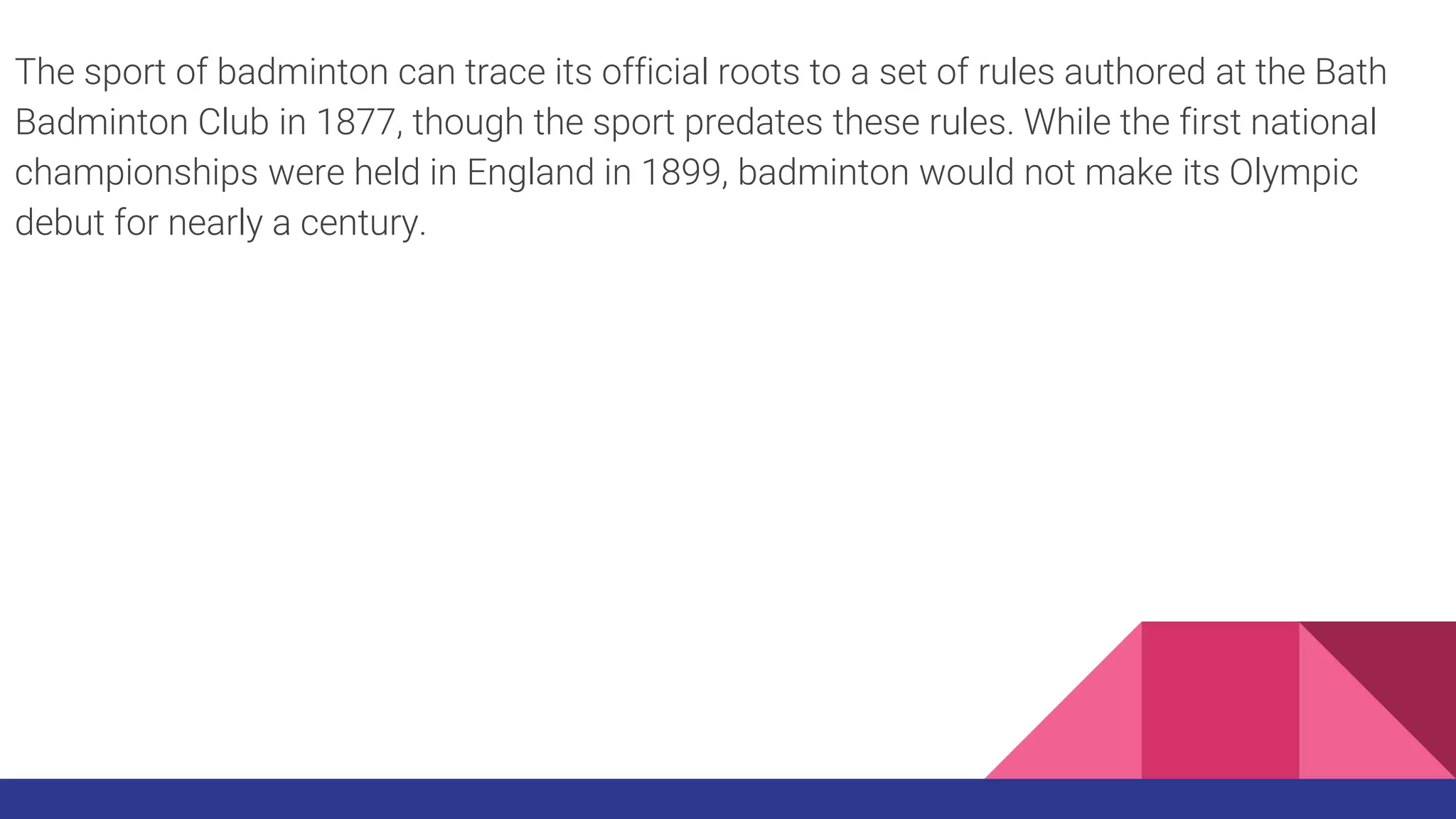 Badminton's history at the olympic games | PPTX