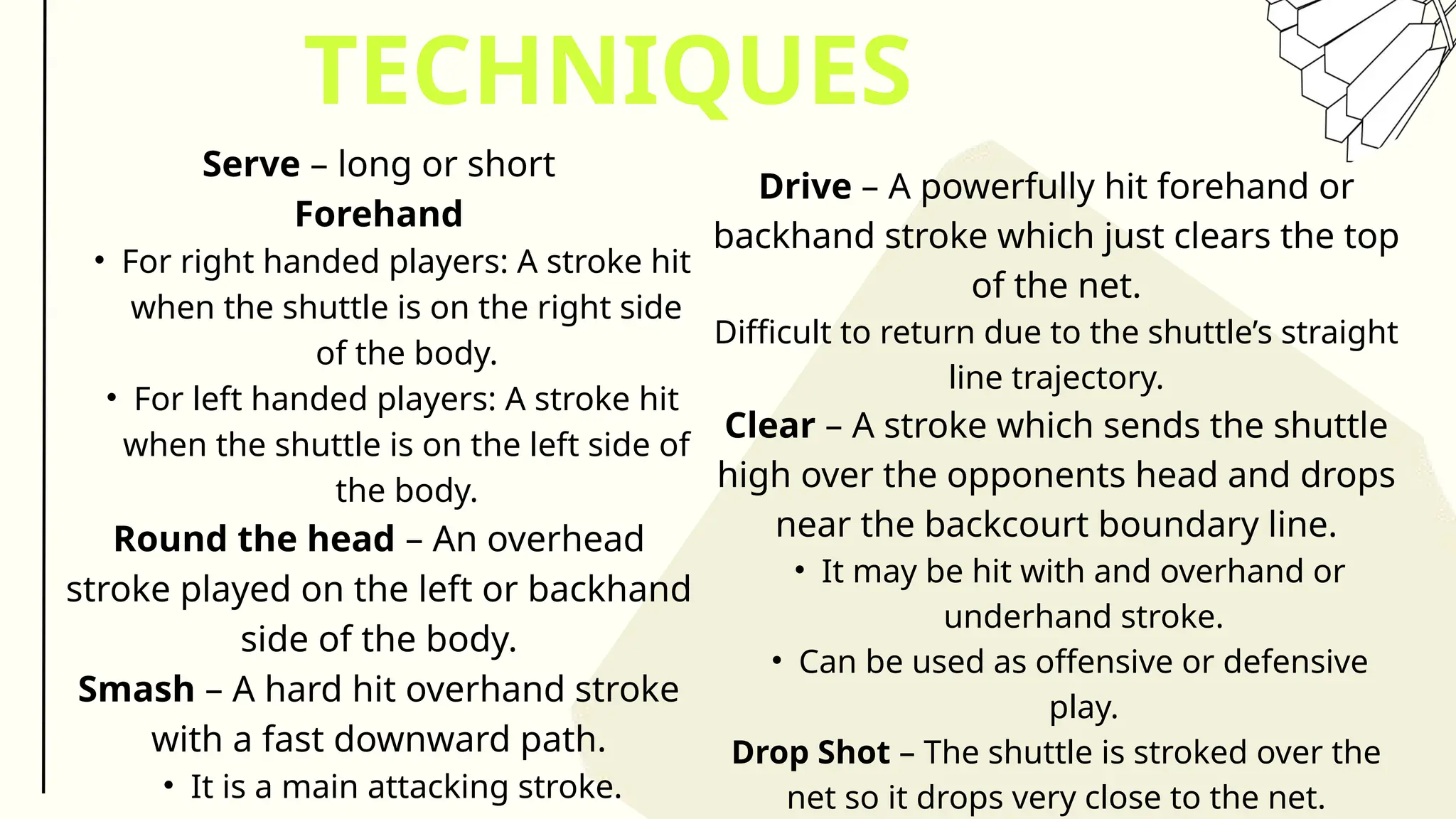 Badminton (UNFINISHED) for Highschool students | PPTX