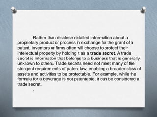 TRADE SECRET | PPTX | Business | Business and Finance