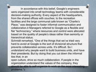 ORGANIZING FOR iNNOVATION AT GOOGLE | PPT