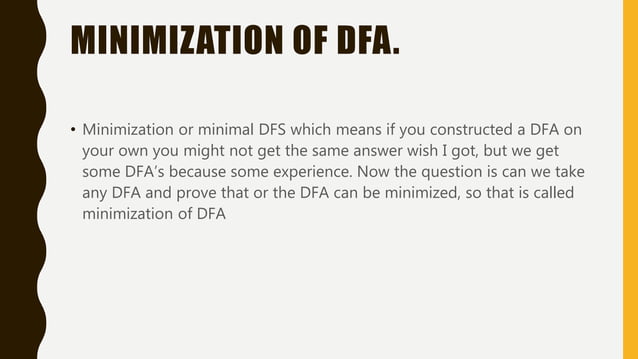 Equivalence and minimization of DFA | PPTX