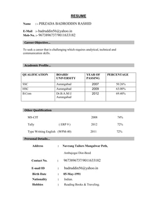 Badru resume | DOCX