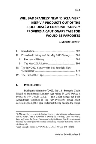 Bad Spaniel's Consumer Survey on the Use of Disclaimers | PDF