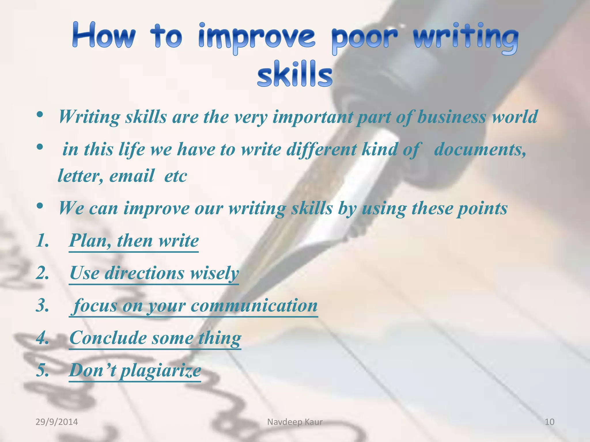 reasons for bad writing skills | PPTX