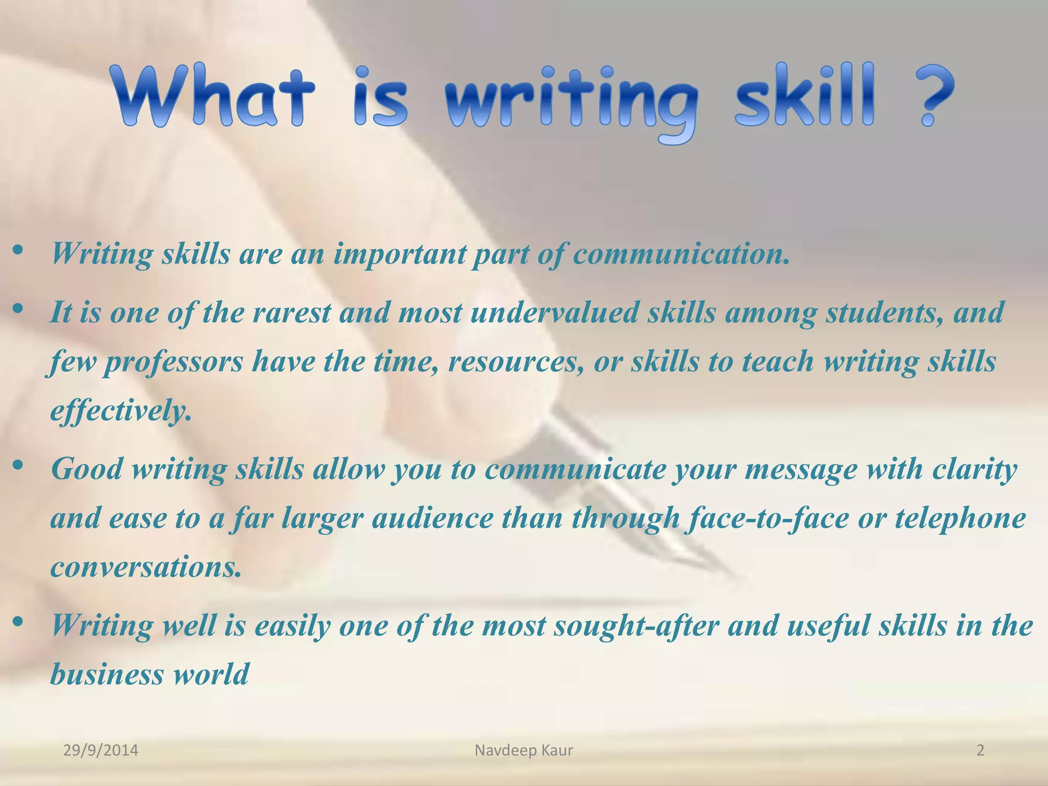 reasons for bad writing skills | PPTX