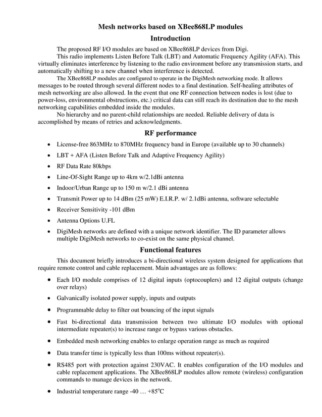 XBeeMeshFeatures | PDF | Internet of Things | Internet