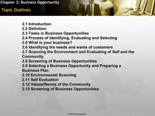 BAEB510 Chapter 2: Business Opportunities | PPT