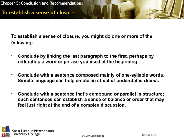 BAEB601 Chapter 5: Conclusion and Recommendation | PPT