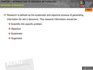 BAEB601 Chapter 1: Introduction To Research Methodology | PPT