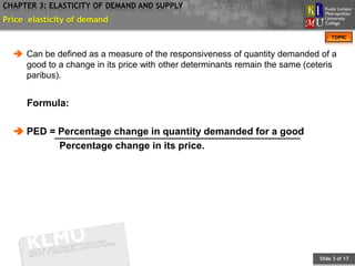 BAEB602 Chapter 3: Elasticity of Demand and Supply | PPTX