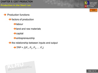 BAEB602 Chapter 5: Cost Production | PPTX | Business | Business and Finance