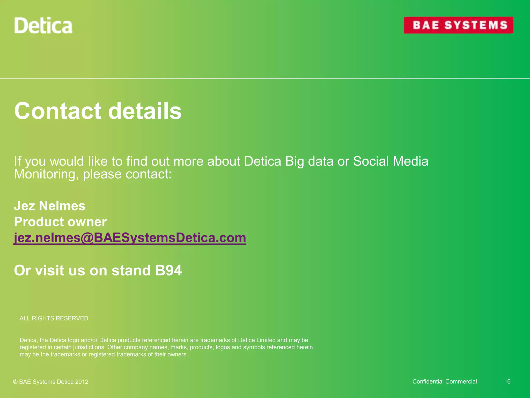 Big data and social media, BAE Systems Detica | PPTX