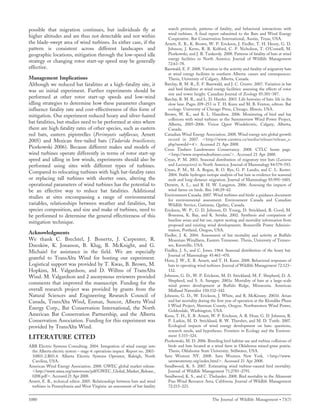 Baerwald et al 2009 large scale mitigation experiment | PDF