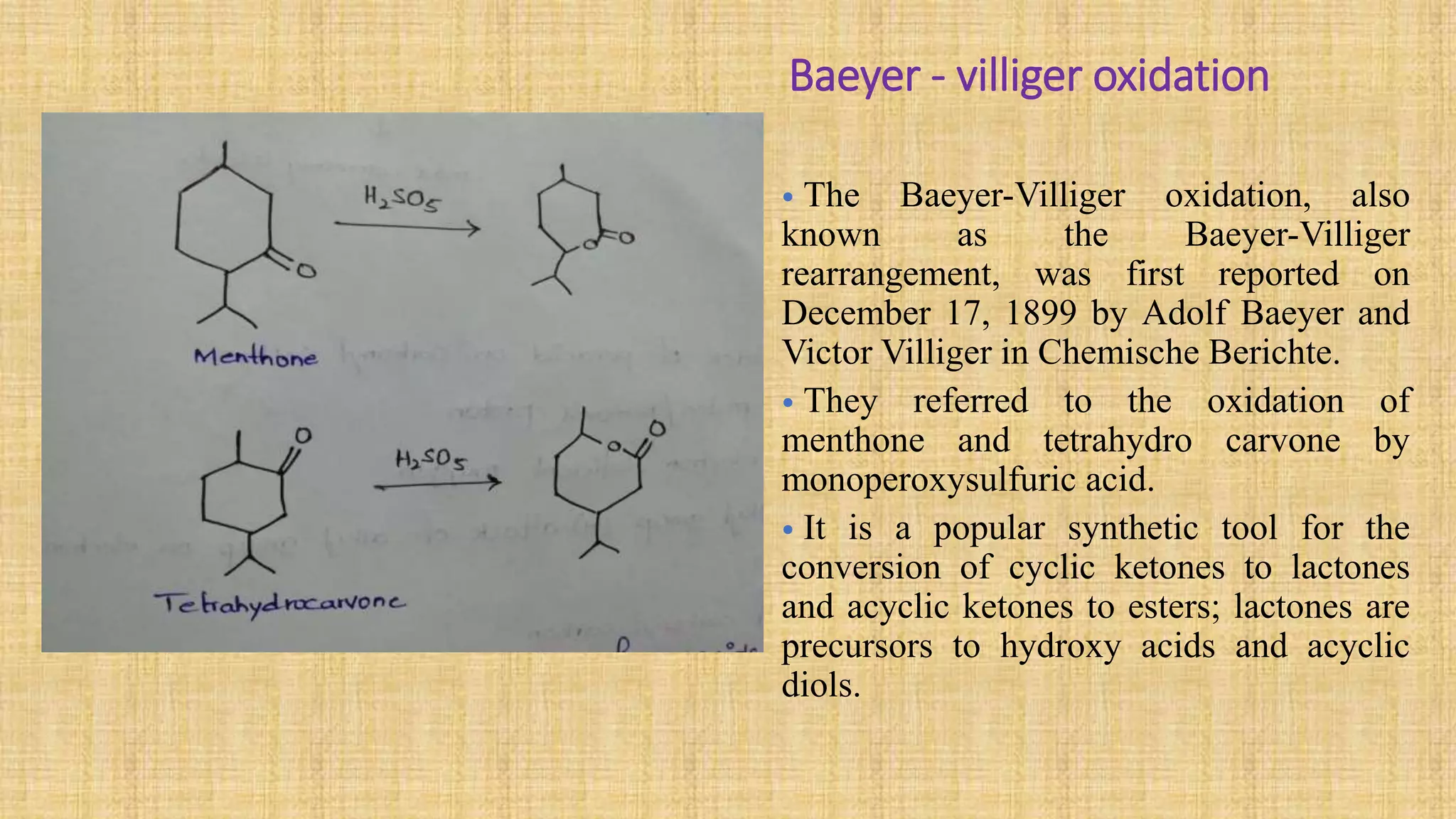Baeyer villiger oxidation | PPTX