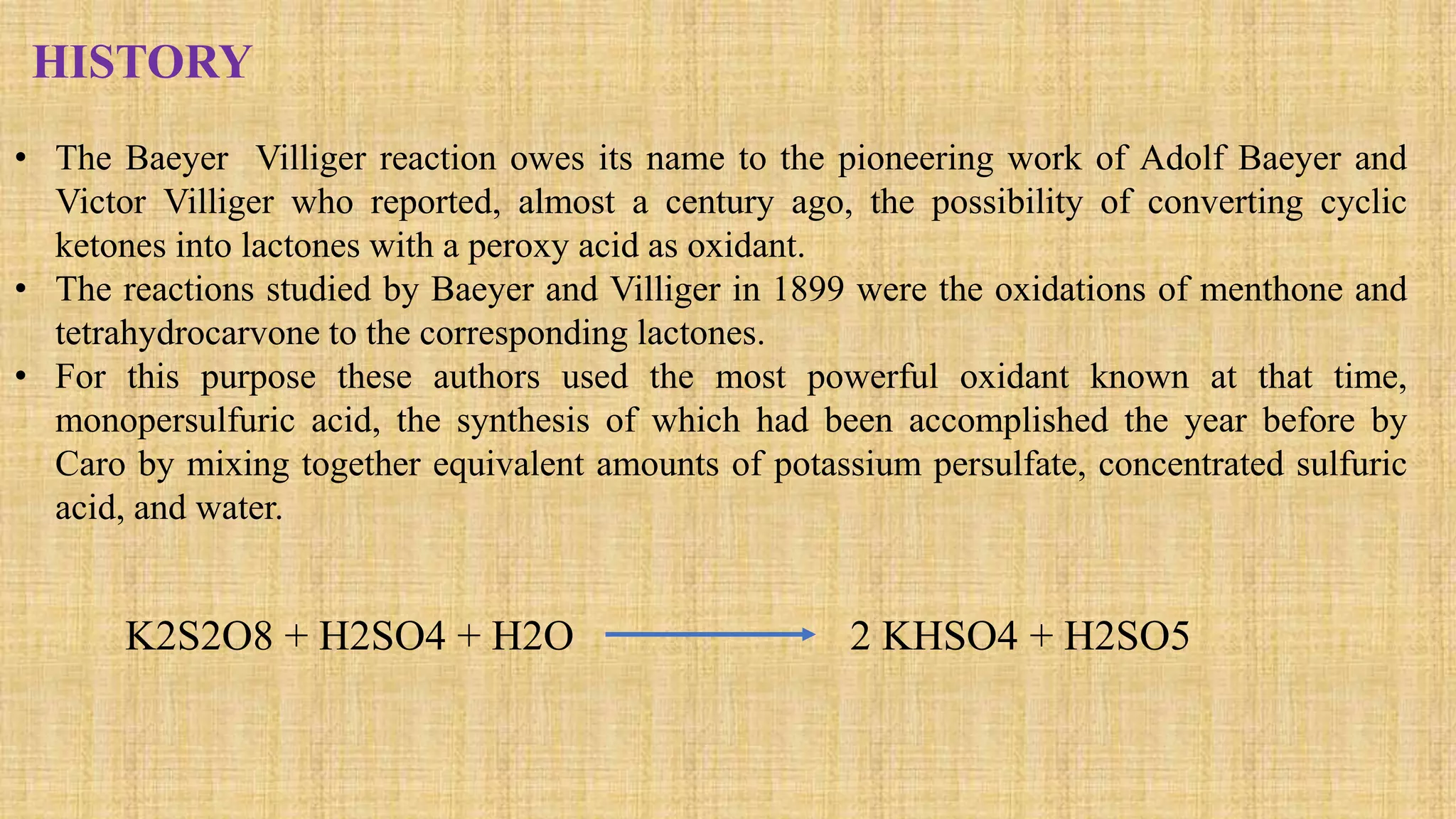 Baeyer villiger oxidation | PPTX