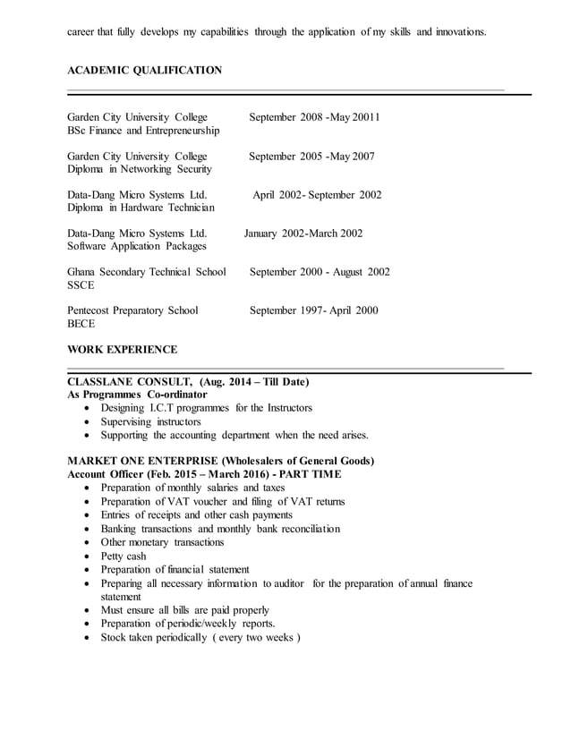 GILFRED AFRAWUAH'S 2016 CV | DOCX