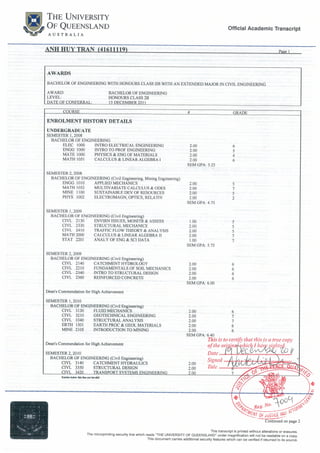 Official Academic Transcript | PDF