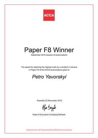 F8 Top Achiever Certificate | PDF