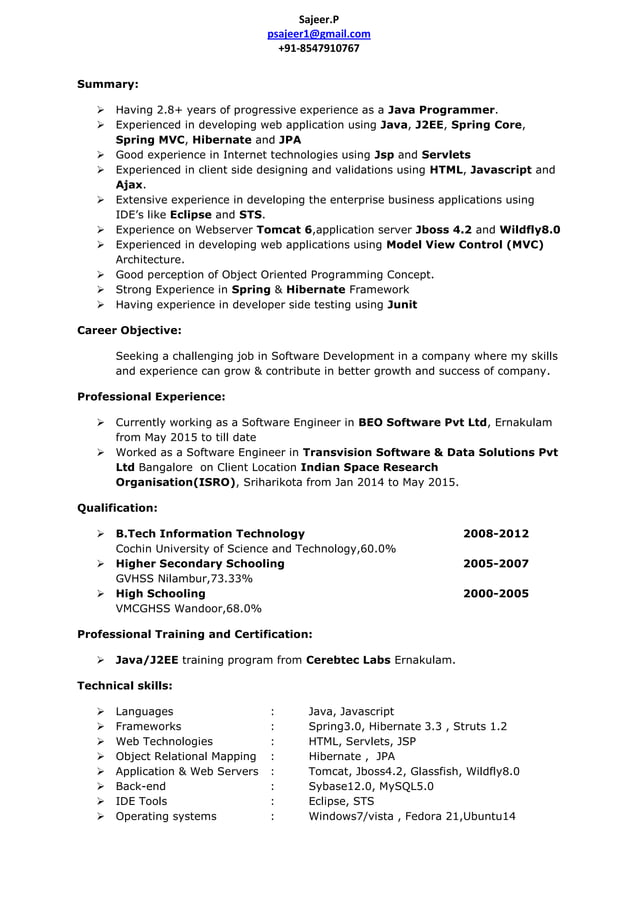 sajeer_resume | PDF