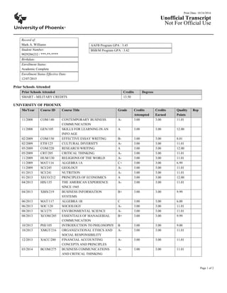 Transcripts Unviersity of Phoenix Course Completion proof | PDF