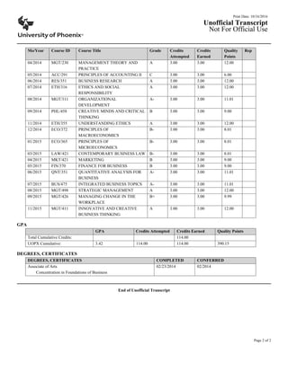 Transcripts Unviersity of Phoenix Course Completion proof | PDF