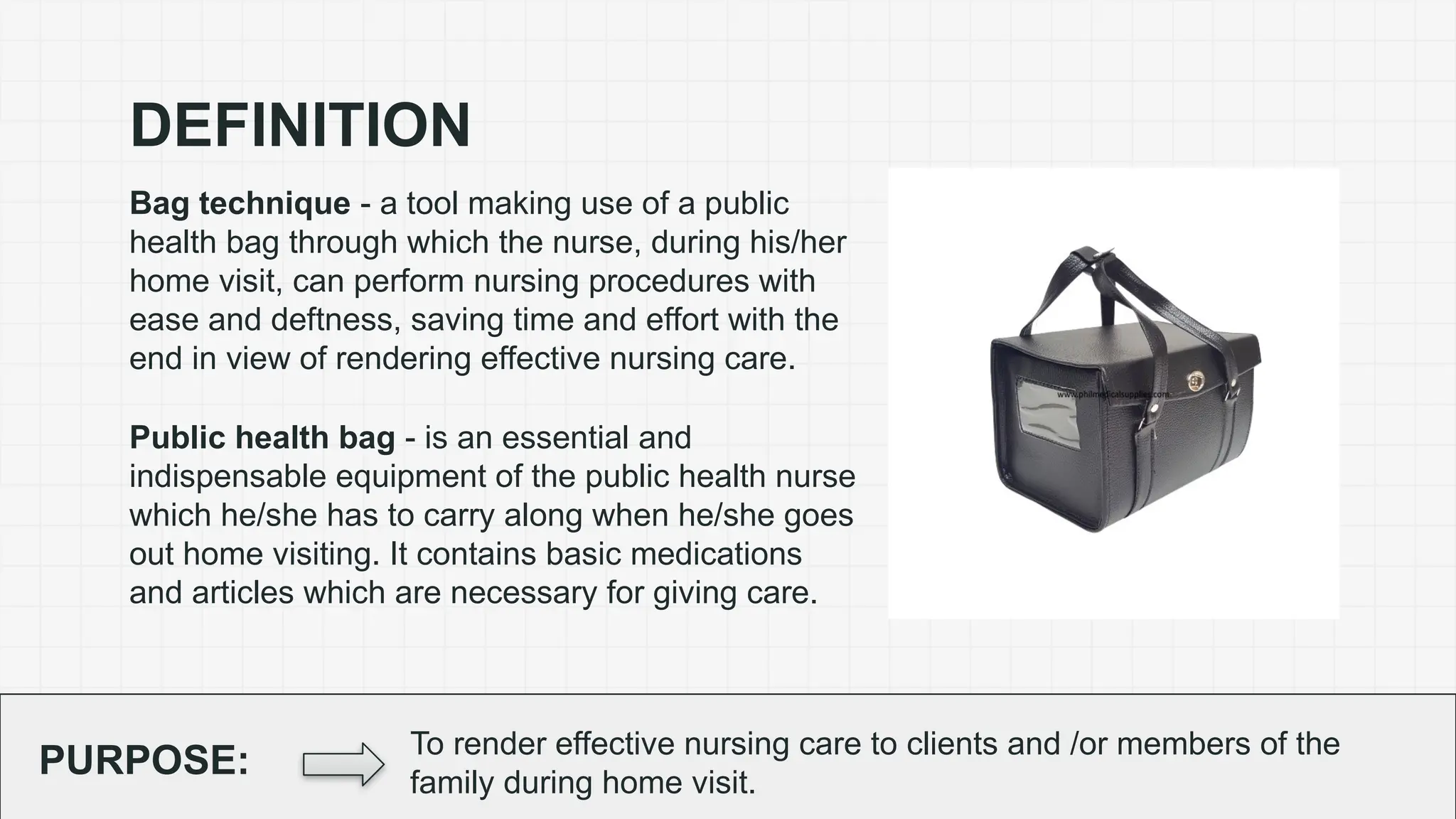 BAG-TECHNIQUE - COMMUNITY HEALTH NURSING | PPTX