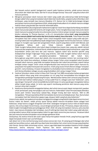 Bagaimana hubungan teori evolusi dengan iman katolik | DOCX