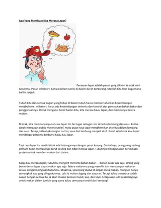 Bagaimana kita merasa lapar dan kenyang | DOCX