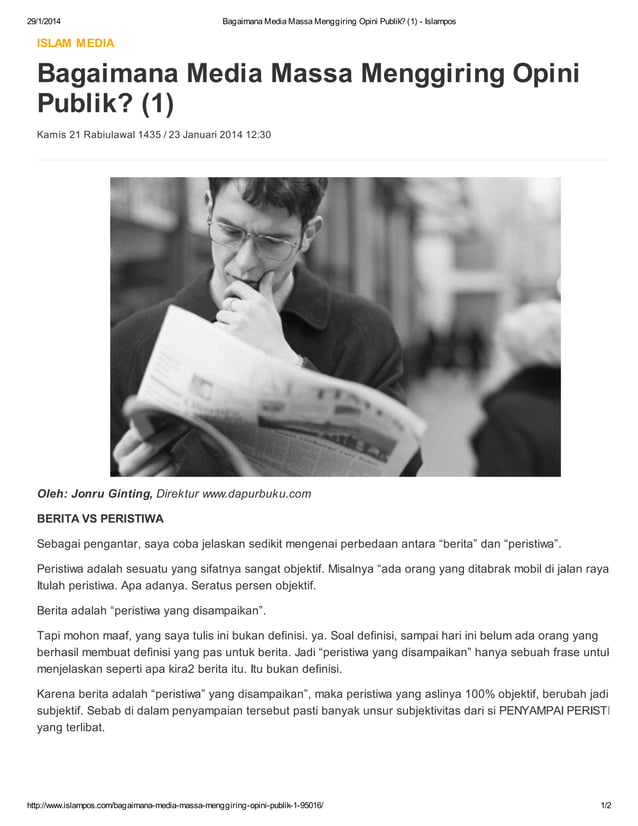 Bagaimana media massa menggiring opini publik (1) | PDF | Free Download