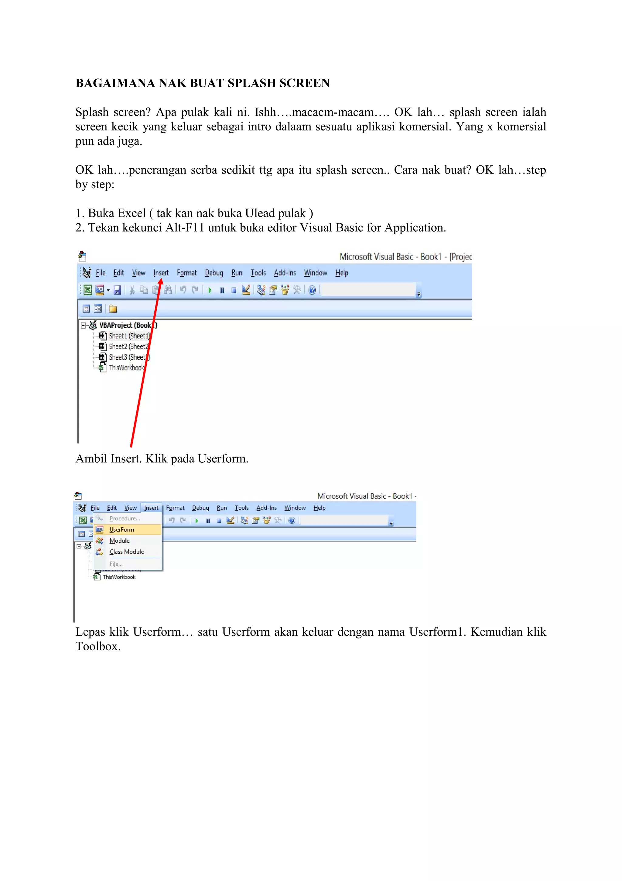 Bagaimana nak buat splash screen | DOC