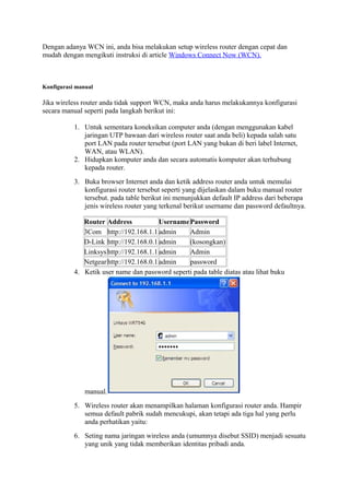 Bagaimana setup wireless router | DOC