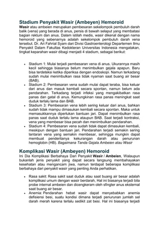 Bagaimana tanda gejala ambeien atau wasir | PDF