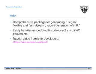Integrating R, knitr, and LaTeX via RStudio | PDF