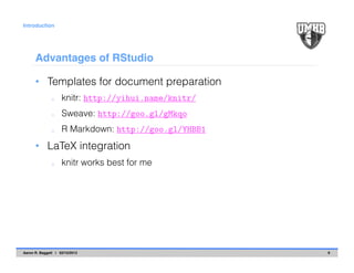 Integrating R, knitr, and LaTeX via RStudio | PDF