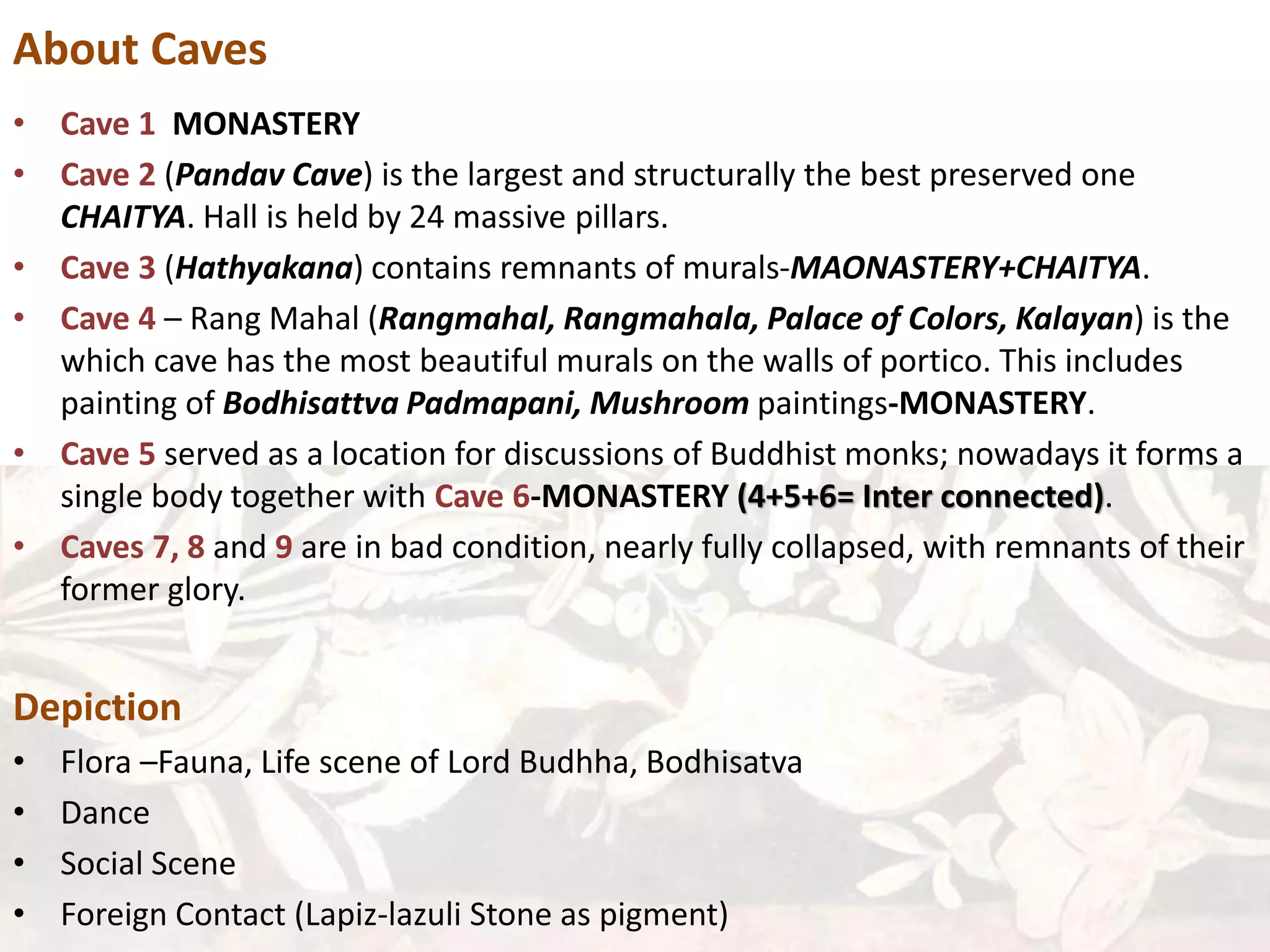 Bagh Caves (Mural, Sculptures, Conservation Issues) | PDF